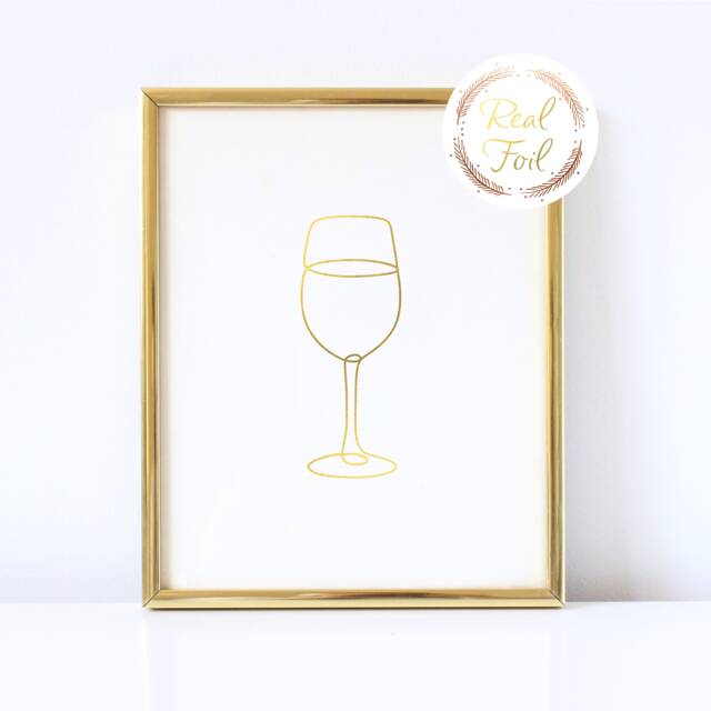 Wine Wall Decor Gold Foil Bar Sign, Line Art, Cart Decoration ...