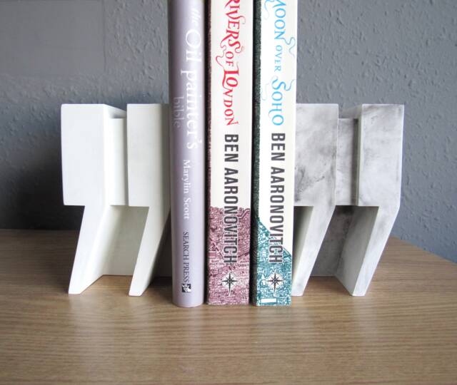 Speech Mark Bookend Gift Concrete Bookends Bookshelf Decor Book Holder ...