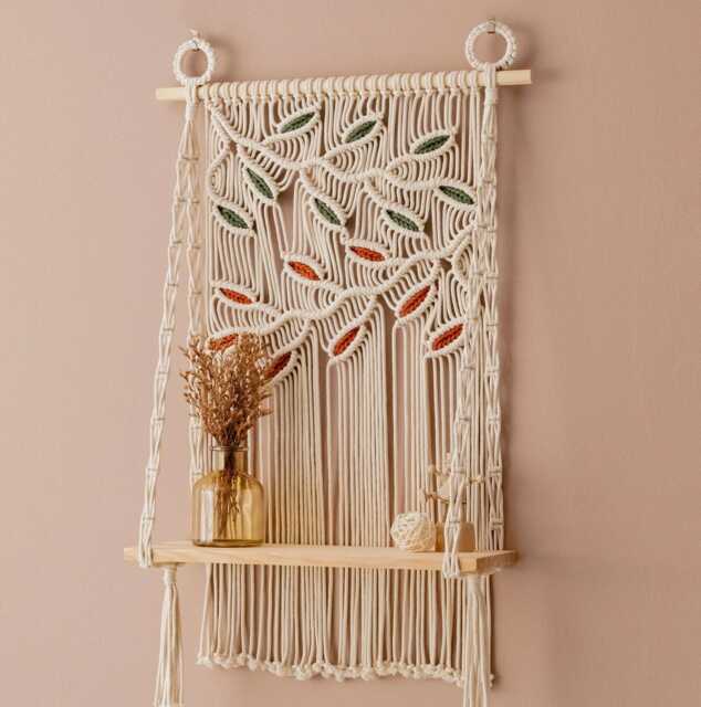 Boho Wall Shelf, Macrame Bohemian Minimalist Decor, Housewarming Gift ...