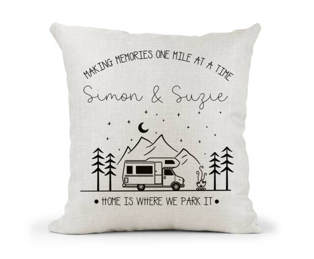 Personalised Camper Van Motorhome Campervan Cream Canvas Cushion, Home ...