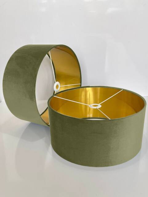 New Luxury Handmade Sage Green Velvet Lamp Shade & Pendant Light With ...
