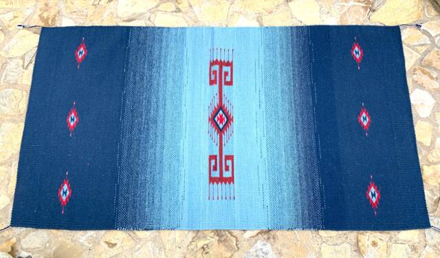 Zapotec Natural Blue Indigo Wool Rug, 30x57 Inches Hand Woven ...