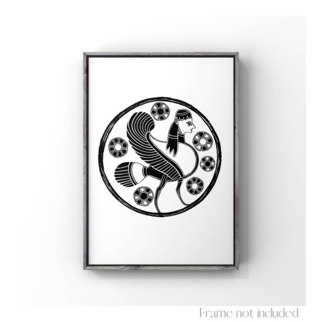 Boeotian Siren Mermaid Illustration Print Goddess Ancient Greek ...