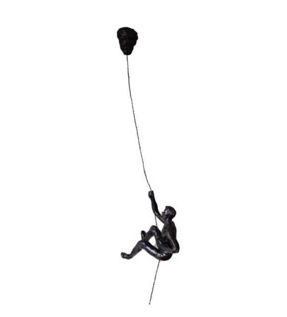 Large Bronze Colour Climbing Abseiling Man Hanging On Wire With Right ...