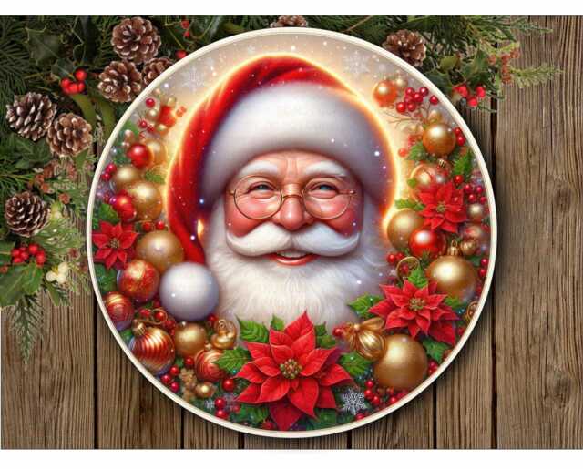 Santa Face Christmas Sign, Father Christmas Face , Santa Wreath Santa ...