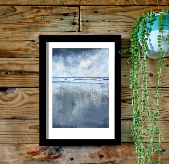 Cornish Seascape Print, Grey Hues , Colour Pop Wall Art, - Unframed ...