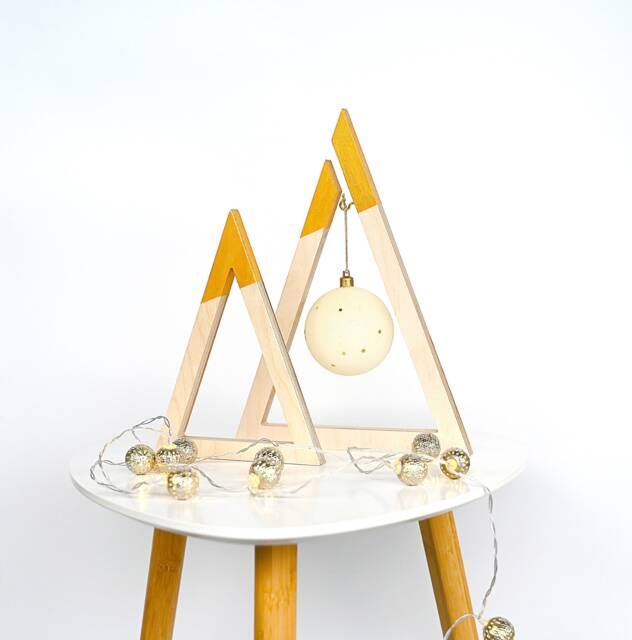 Minimal Wooden Xmas Trees Miniature Gold Color Wood Triangle Tree ...