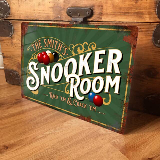 Personalised Snooker Room Metal Sign Games Wall Door Decor Accessory ...
