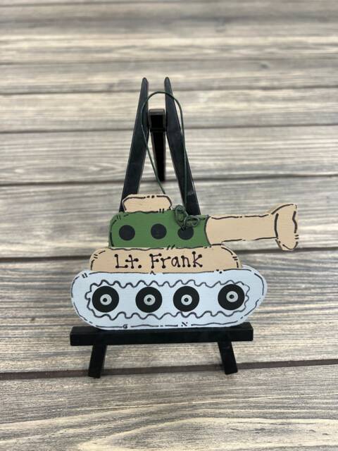 Personalized Hand Painted Wood Patriotic Tanker Tank Military Christmas ...