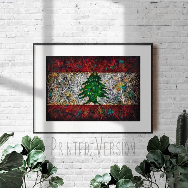 High Quality Print Of Lebanon Flag On Paper Or Canvas, Giclee The ...