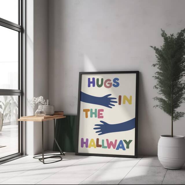 Hugs in The Hallway Print - Colourful Typography Entryway Art by Etsy ...