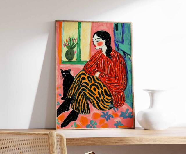 Retro Poster, Cat Print, 70's Gift, Vintage Psychedelic Art, Trippy ...