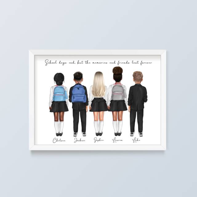 Personalised School Friends Print, Leaver, Best Friends, Leavers Gift ...