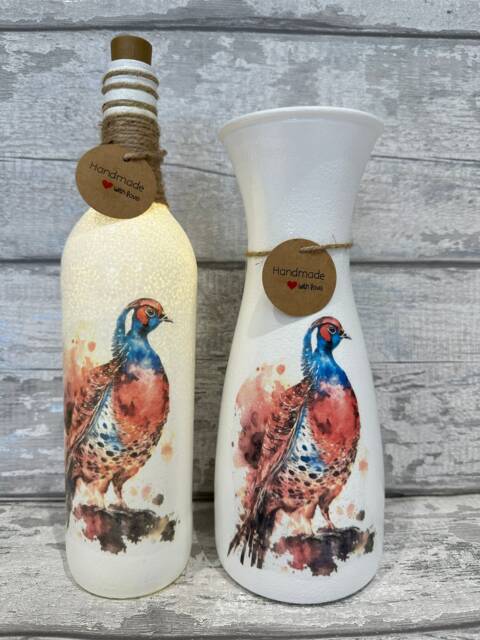 Pheasant Light Up Bottle & Matching Vase - Pheasant Gifts by Etsy ...