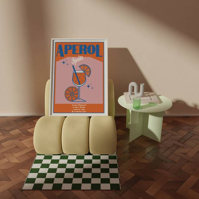 Aperol Spritz Print - Retro Cocktail Art A0 A1 A2 A3 A4 A5 Drinks Cart ...