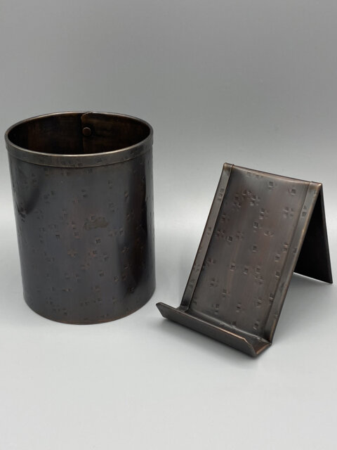 Handcrafted Hammered Copper Desk Set Business Card & Pencil Holder by ...