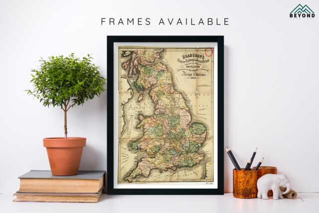 Bradshaw's Map Of Railways Great Britain Print 1843 - Vintage Painting ...