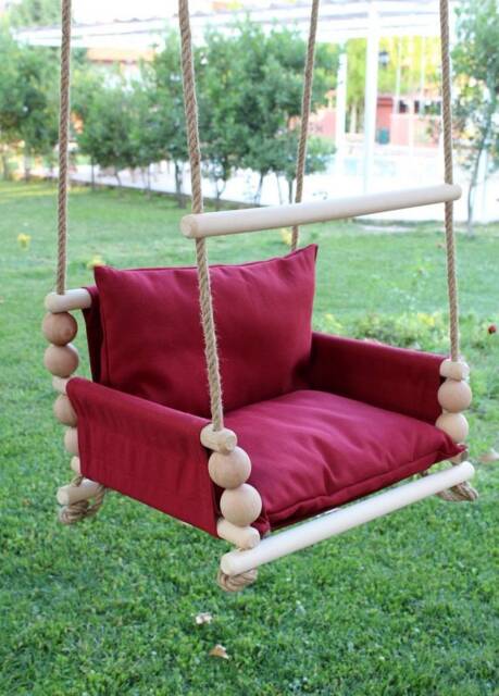 Dea Dia Wooden Swing, Dea Baby Burgundy Swing, Swing, Outdoor Indoor ...