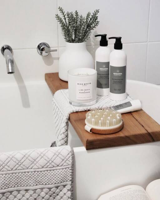Rustic Deep Thick Scaffold Board Bath Caddy Shelf Tray With Stoppers ...
