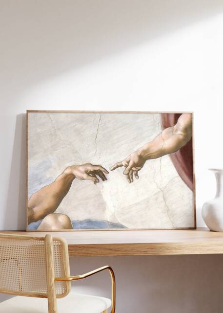 Michelangelo Creation Art Print, Hands Of God & Adam Wall Art, Sistine ...
