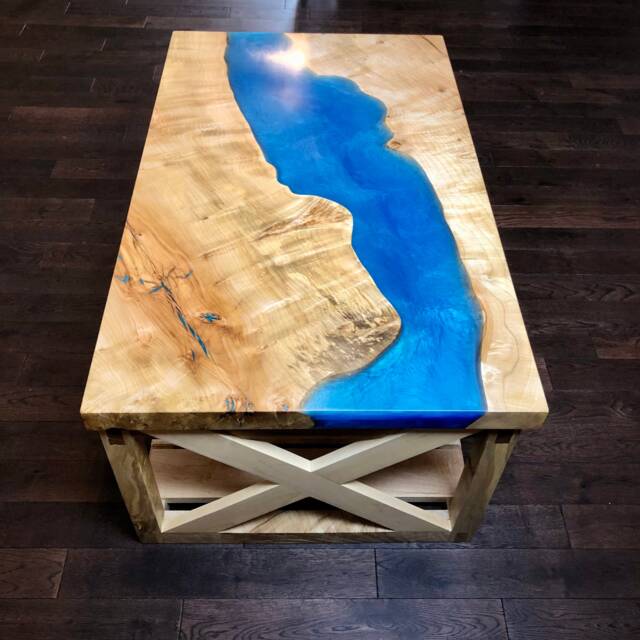 No. 14 Maple Ocean Coffee Table With Slat Shelf by Etsy | ufurnish.com