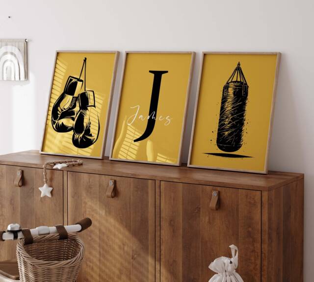 Personalised Boxing Wall Art Prints, Poster, Teen Boys Bedroom Decor ...