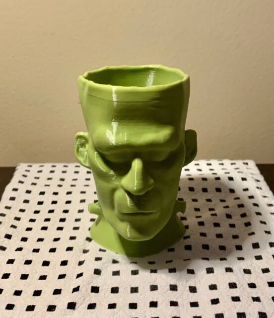3D Printed Frank Head Frankensteins Monster Green Planter Pot Pencil ...