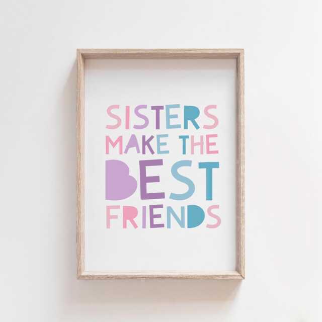 Sister Prints, Girls Nursery Print, Bedroom Name Wall Art, Siblings Art ...