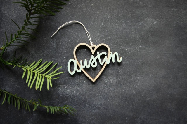 Austin Heart Christmas Ornament - Choose Your Color - Housewarming Gift ...