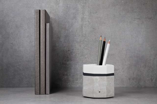 Two-Tone Concrete Holder Octagonal Desk Organizer, Nordic Plant Pot - 3 ...