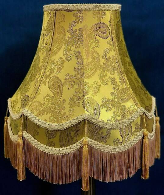 Gold Paisley Fabric Lamp Shades For Bedside Lights Table & Floor Lamps ...