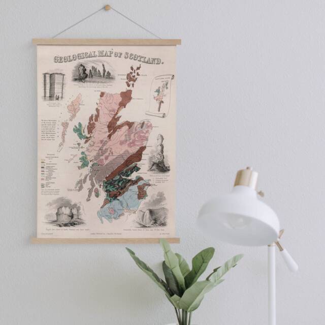 Scotland Map From 1850 Framed Canvas Print- Wall Art Prints- Art- Ready ...