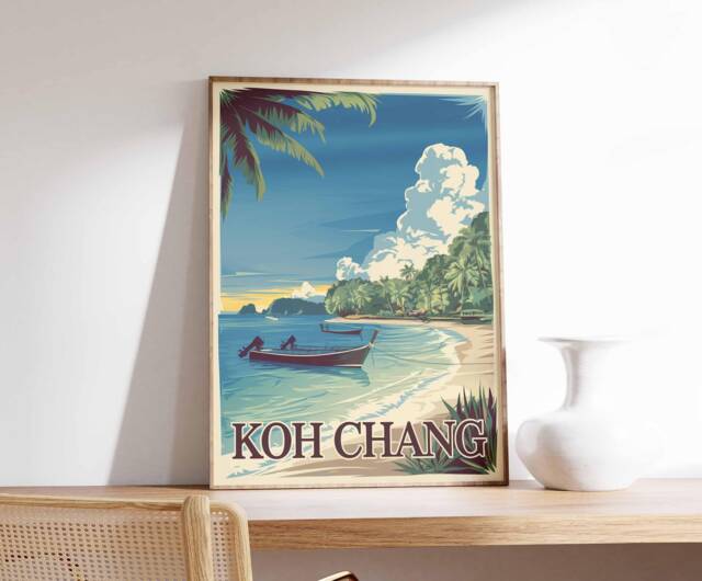 Koh Chang Thailand Travel Poster Retro Southeast Asia Wall Art by Etsy ...