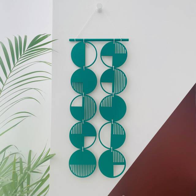 Green Wall Hanging - Geometric Art Plywood Decor Monochrome Bright ...