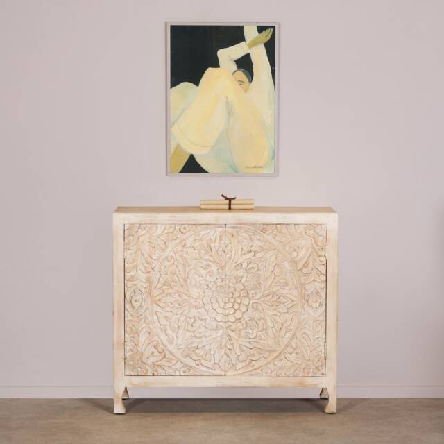 Elaborate Chic Hand Carved Wooden Small Cupboard Sideboard Storage Unit ...