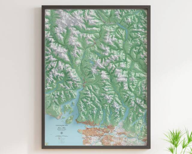 Sea To Sky - Vancouver Pemberton - Topographic Map Shaded Relief by ...