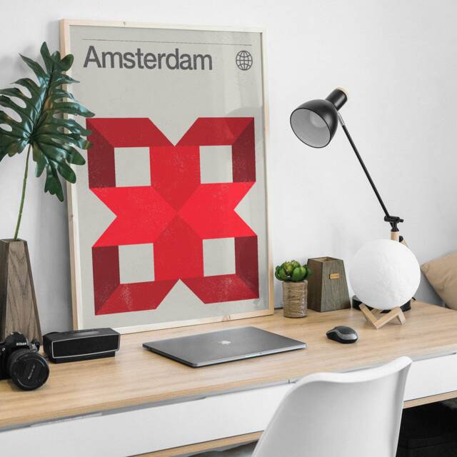 Amsterdam City Print, Mid-Century Modernist Art Abstract, Geometric ...