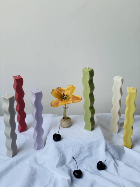 Wavy Pillar Candle Pastel Sculptural Candle - 3x23.5cm by Etsy ...
