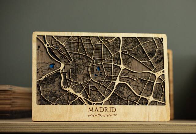Madrid Wooden Map- 3D City Street Cutouts- The Spanish Capital Laser ...