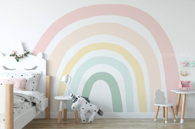 Muted Pastel Rainbow Mural/Removable Large Wall Art Soft Room by Etsy ...