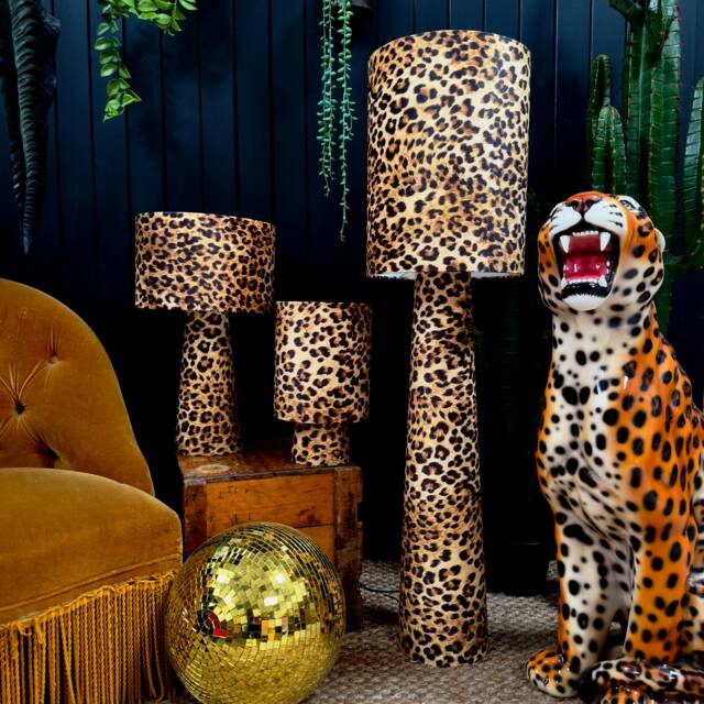 Handmade Velvet Luxe Leopard Print Portable Lamps. 3 Sizes Available ...