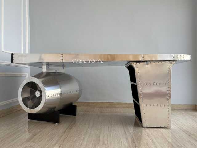 Aviator Desk Silver Aluminum Airplane Design Office Table Furniture by ...