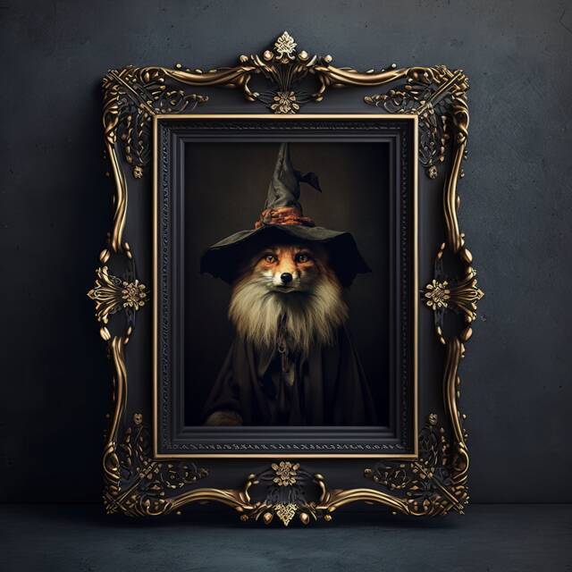 Witch Fox Print, Gothic Art Poster, Witchy Decor, Witchcore, Dark ...
