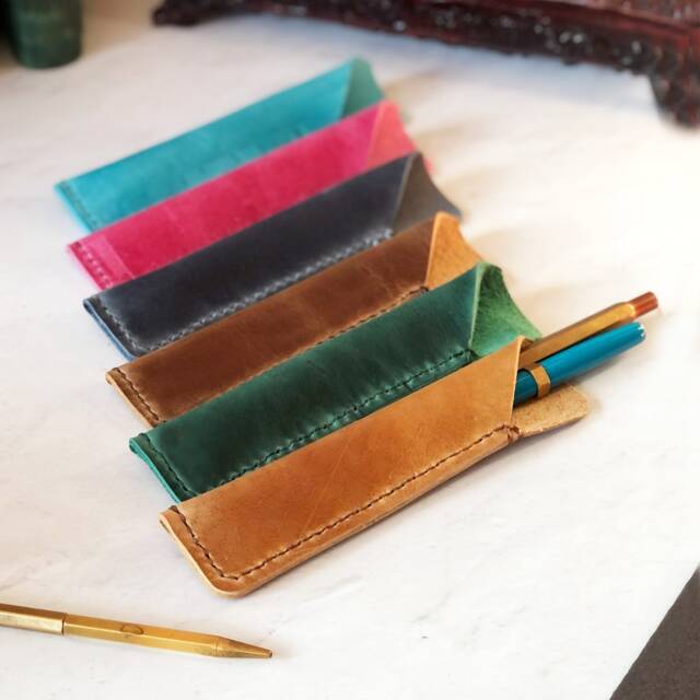 Leather Pen Pouch, Fountain Case, Personalized Gift For Her With ...