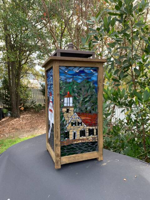 Extra Large Lighthouses Of Lake Michigan Mosaic Lantern, Stained Glass ...