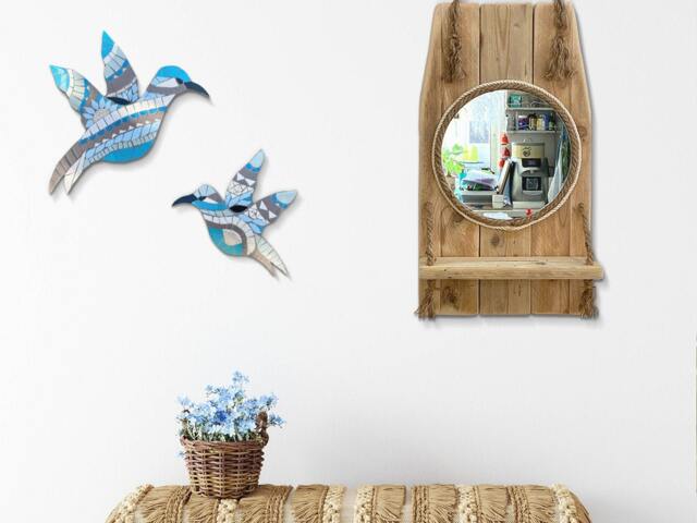 Blue Wall Art, Hummingbird Decor, Ceramic Tile Mosaic Tiles, Animal Art ...