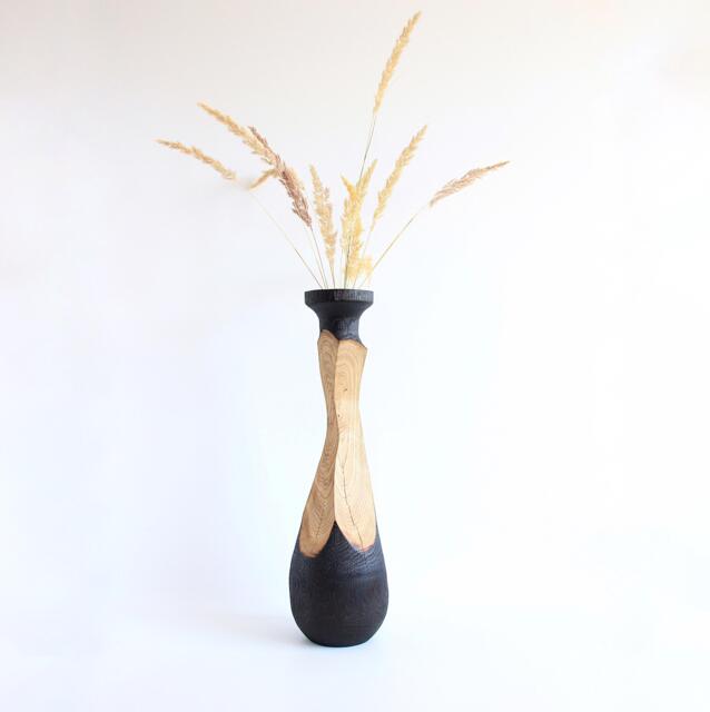 Tall Floor Wooden Vase, Rustic Large Vase For Dried Flower, Indoor ...
