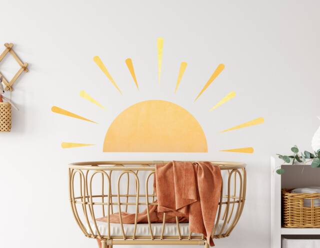 Large Watercolour Sunshine Wall Sticker Decal - Children's Nursery Art ...