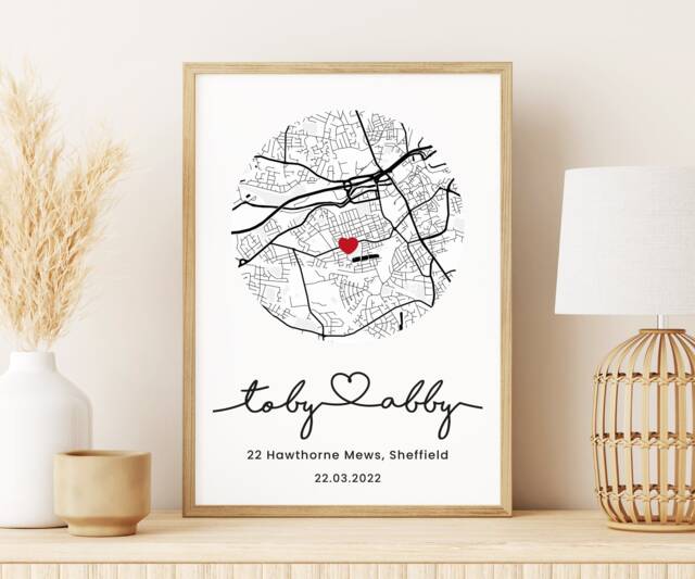 Birthday Gift, Personalised Custom House Map Print For Her Or Him ...