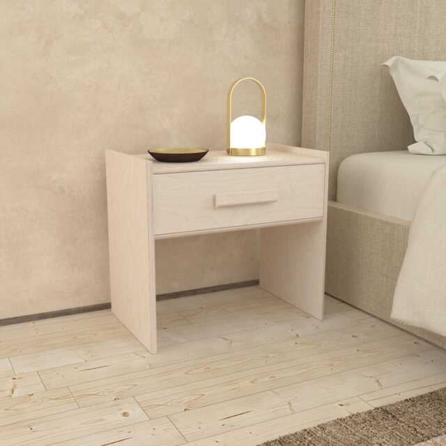 Birch Plywood Bedside Table With Drawer, Handmade Wooden Japandi ...